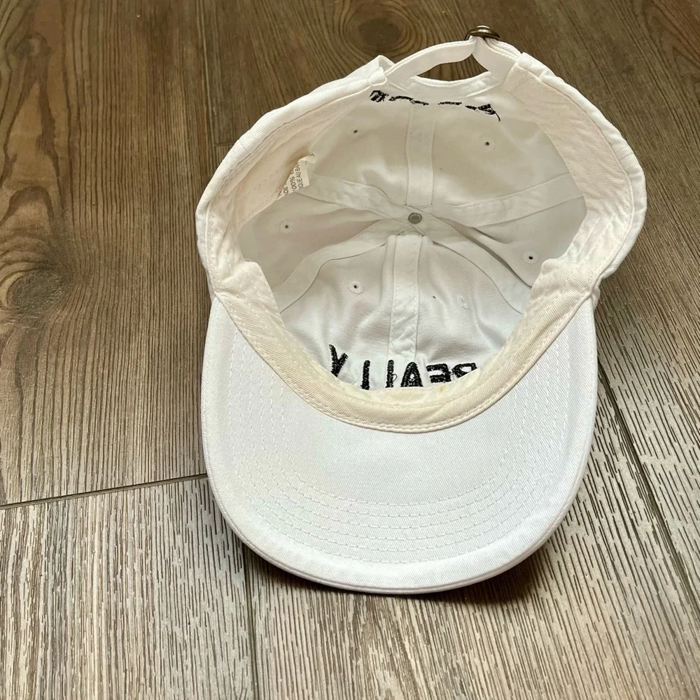 Accessories | White Cap With Black Embroidery | Poshmark